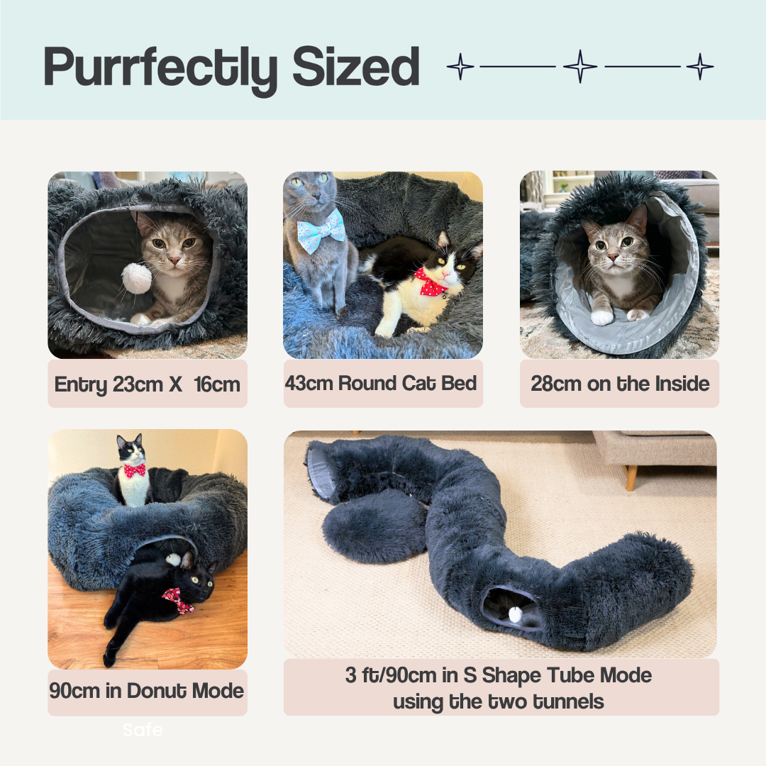 The ECLIPSE Cosy Cat Donut Tunnel Bed Cave – Perfect Hideaway for Cats | The Cat Park
